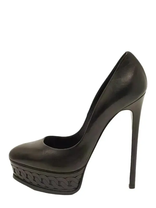 Casadei Leather Platform Stiletto Pumps - Black