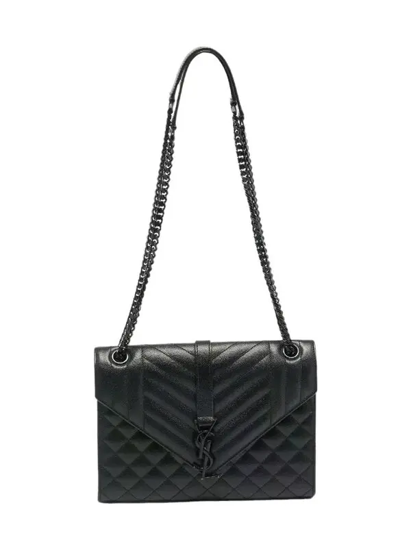 Saint Laurent 2017 Envelope Matelassé Leather Shoulder Bag - Black