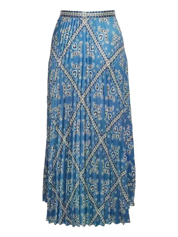 Sandro Paisley-printed Pleated Midi Skirt - Blue