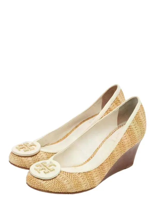 Tory Burch Reva Woven Wedge Pumps - Neutrals
