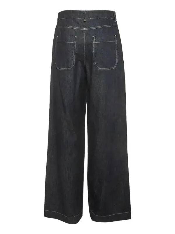 Max Mara Wide-leg Jeans With Contrast Stitching - Blue