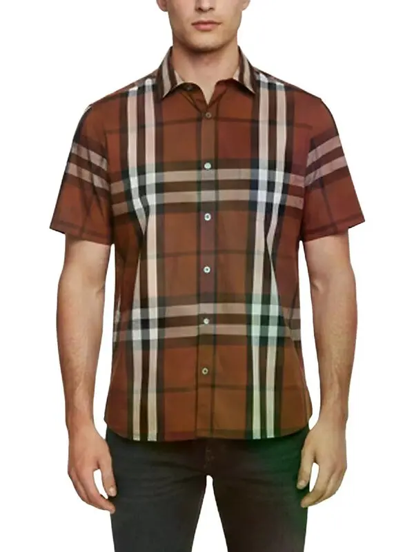 Burberry Check-print Short-sleeve Shirt - Brown