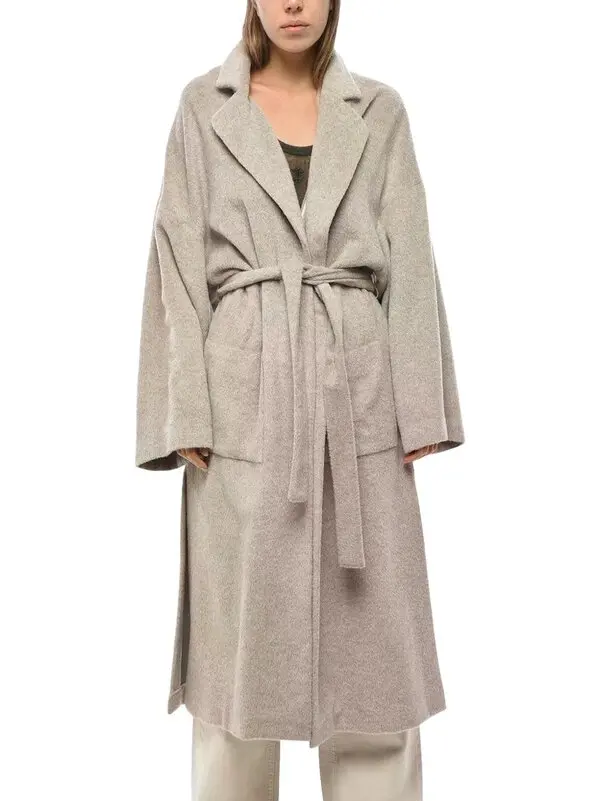 SUPER BLOND Belted Mohair Coat - Neutrals