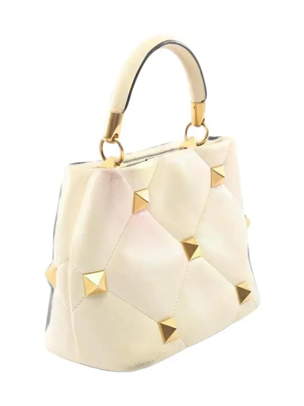 Valentino Garavani 2000s Small Roman Stud Tote Bag - Neutrals