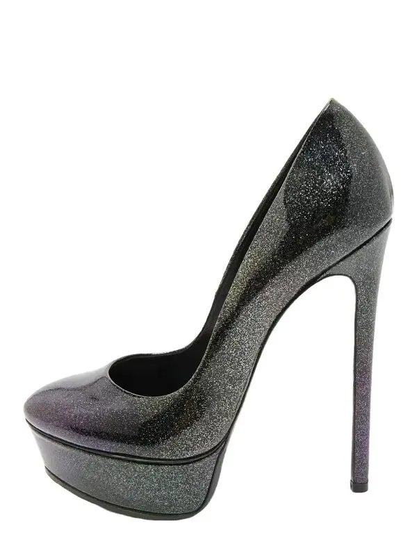 Casadei Leather Glitter Effect Platform Pumps - Grey