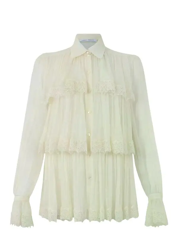 Alberta Ferretti High-neck Silk Blouse - Neutrals