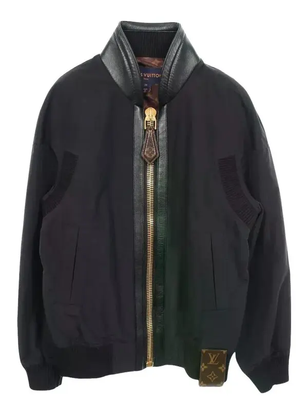 LOUIS VUITTON Leather-trim Bomber Jacket - Black