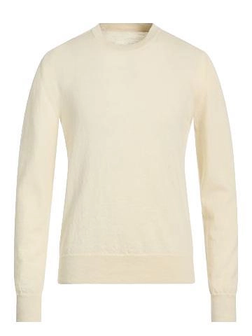 MAISON MARGIELA Wool Sweater With Leather Trims - Cream