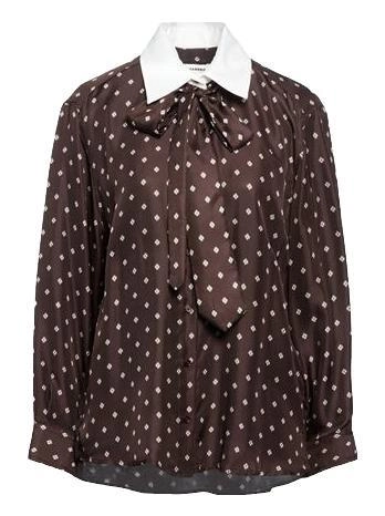 Sandro Floral-print Silk Shirt With Embellishments - Brown