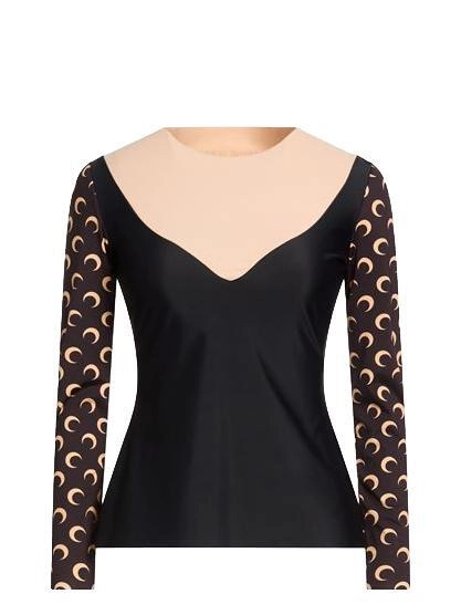 MARINE SERRE Recycled Acrylic & Elastane Long Sleeve Top - Black