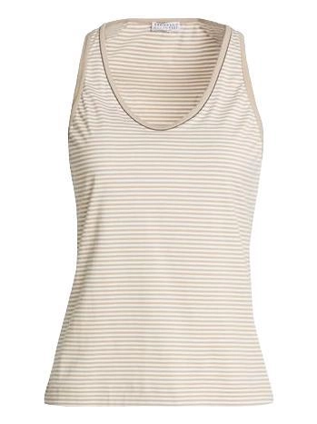 Brunello Cucinelli Striped Cotton Tank Top - Beige