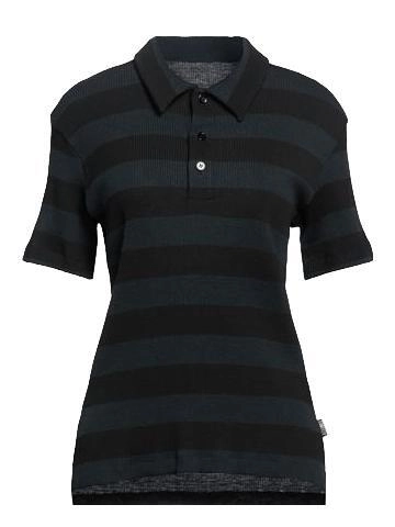 MAISON MARGIELA Striped Wool Blend Polo Shirt - Grey