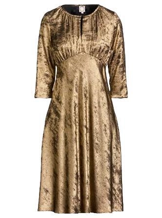 INES DE LA FRESSANGE PARIS Midi Dress Size Polyester - Gold