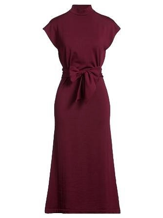 ANNA MOLINARI Midi Dress Burgundy Size Merino Wool - Red