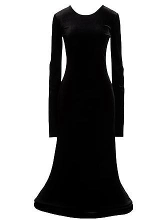 Emporio Armani Long Sleeve Chenille Maxi Dress - Black