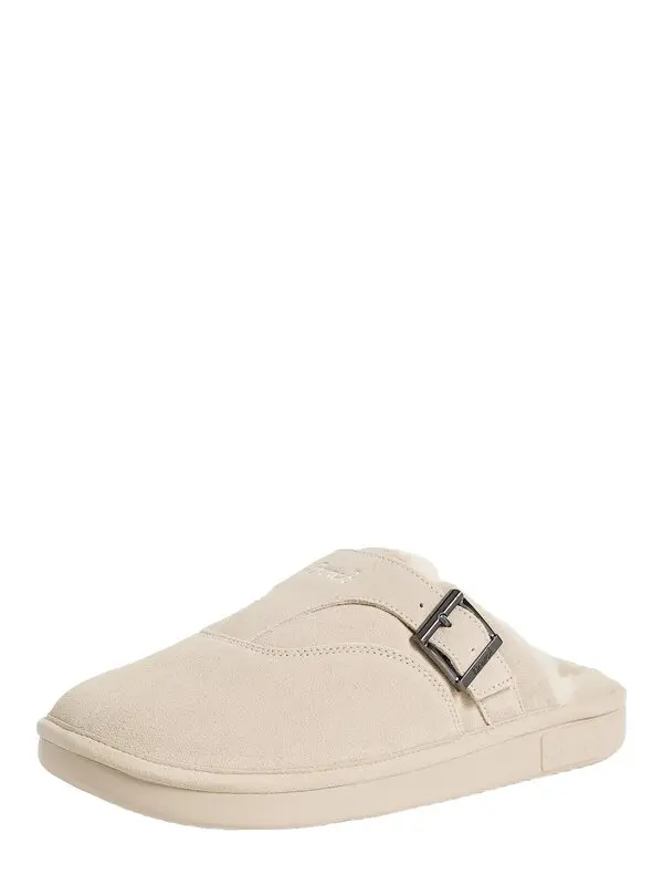 BRUNCH Amour Suede Shearling Slippers - Beige