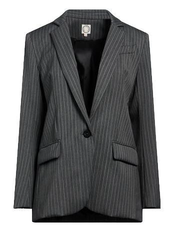 INES DE LA FRESSANGE PARIS Single-breasted Blazer In Pinstripe - Grey
