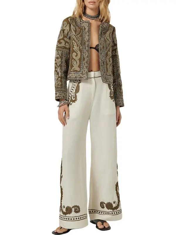 SCARLETT POPPIES Timme Embellished Cropped Jacket - Green