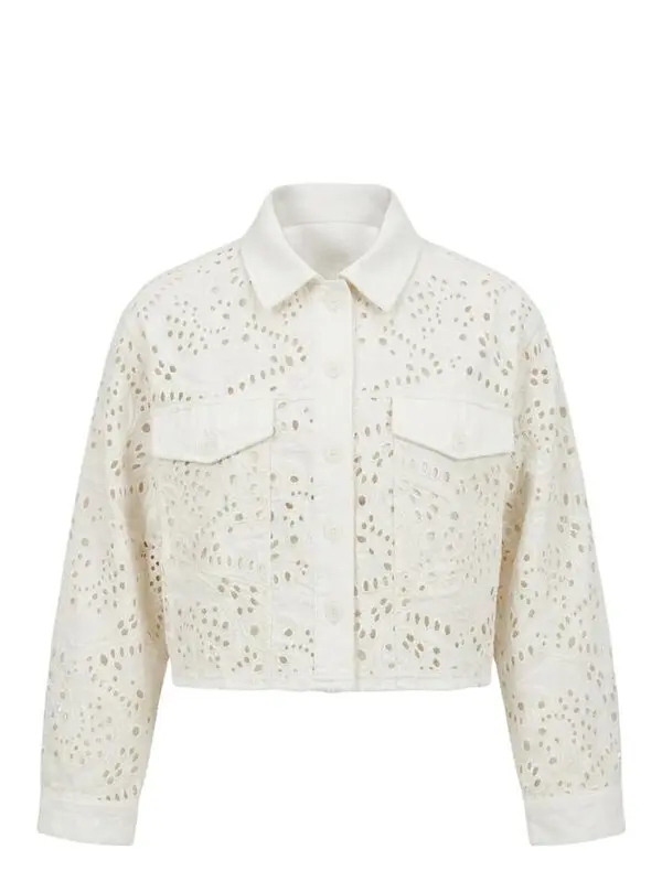 SCARLETT POPPIES Liora Embroidered Broderie Anglaise Cotton Twill Jacket - White