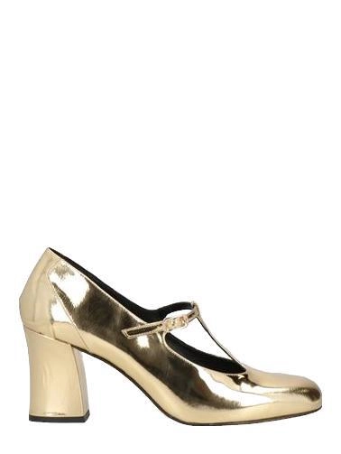 ZINDA Metallic Leather T-bar Pumps - Gold
