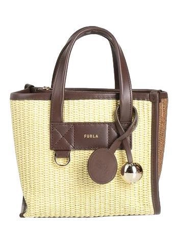 Furla Leather And Raffia Tote Bag - Yellow