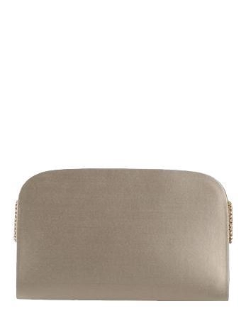 SERENA UZIYEL Satin Crystal Embellished Clutch - Grey