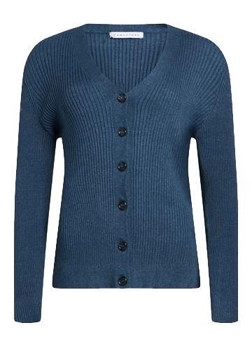 CARACTÈRE V-neck Ribbed Knit Cardigan - Blue