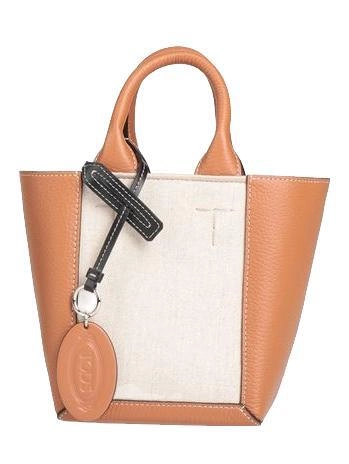 TOD'S Handbag Tan Leather, Textile Fibers - Brown