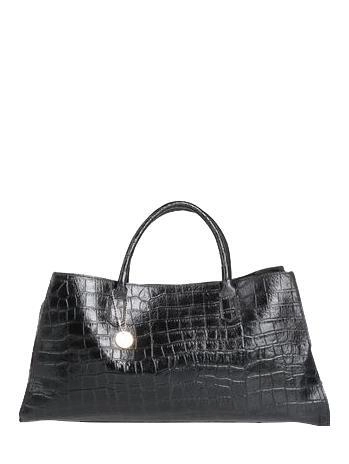 LAURA DI MAGGIO Leather Crocodile-effect Boston Bag - Black