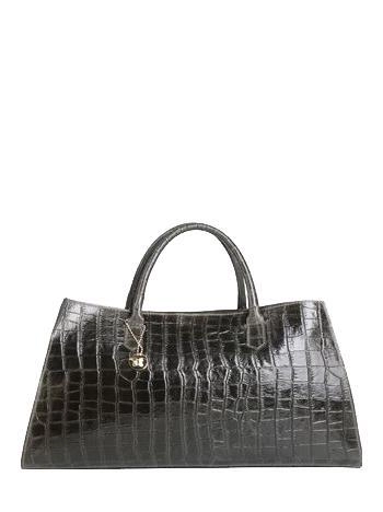 LAURA DI MAGGIO Leather Crocodile-effect Boston Bag - Green