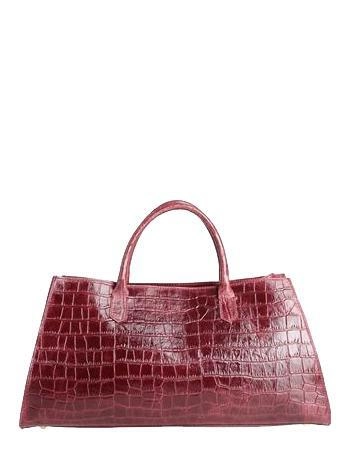 LAURA DI MAGGIO Leather Crocodile-effect Boston Bag - Red