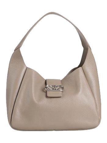 Emporio Armani Pebbled Leather Hobo Bag With Appliqués - Beige