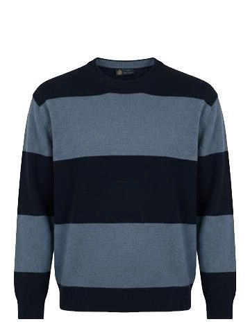Paul & Shark Virgin Wool & Cashmere Striped Crewneck Sweater - Navy