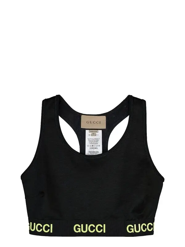 Gucci Logo Jacquard Crop Top - Black/yellow