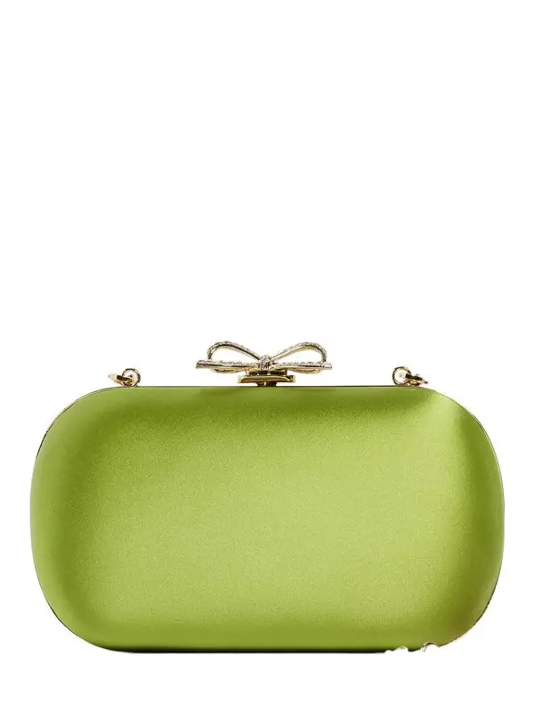 SELF-PORTRAIT Satin Clutch With Bow Detail - Color