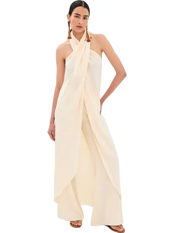 Johanna Ortiz Draped Halter Neck Top - Ecru
