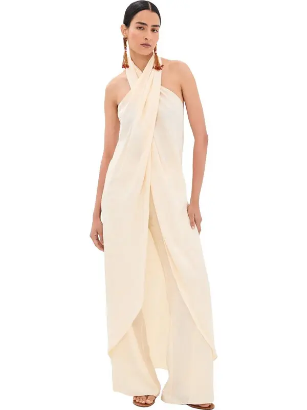 Johanna Ortiz Draped Halter Neck Top - Ecru
