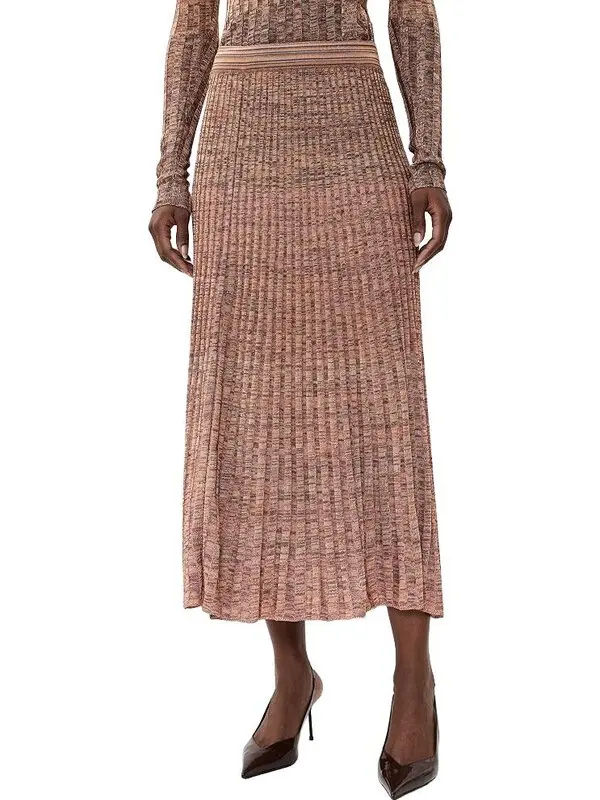 Zimmermann Mouline Rib Midi Skirt - Chocolate Multi
