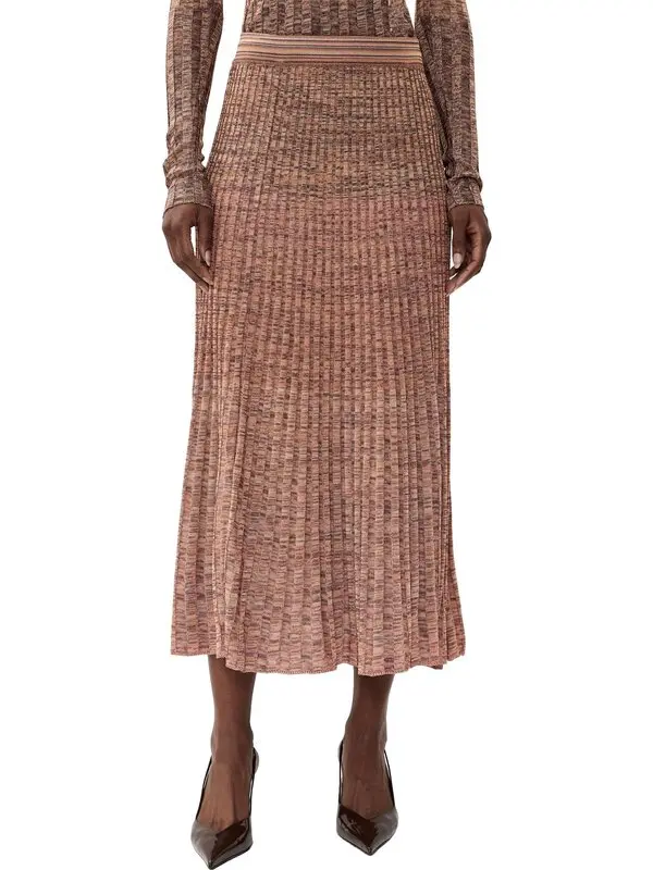 Zimmermann Mouline Rib Midi Skirt - Chocolate Multi