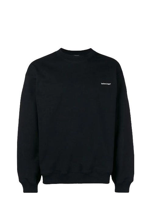 Balenciaga Small Contrast Logo Print Crewneck Sweatshirt 'black White - Black/white
