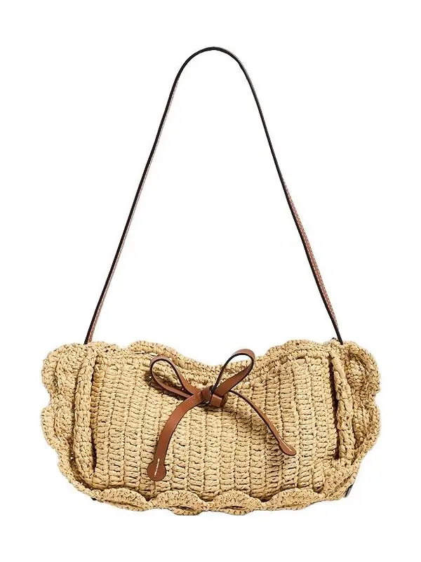 Ulla Johnson Marina Raffia Scallop Shoulder Bag - Natural