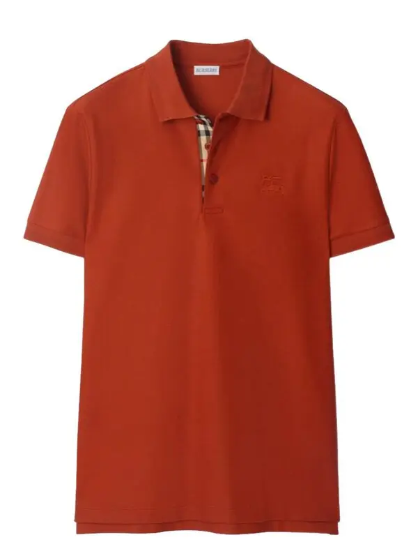 Burberry Ekd Embroidered Short Sleeved Polo Shirt - Fire Orange