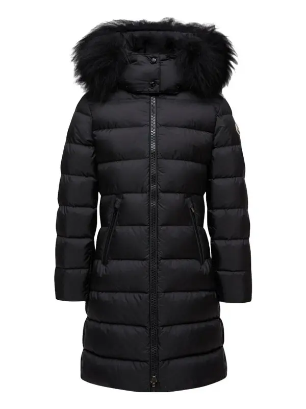 Moncler Abelle Hooded Down Jacket With Shearling Trim - Black