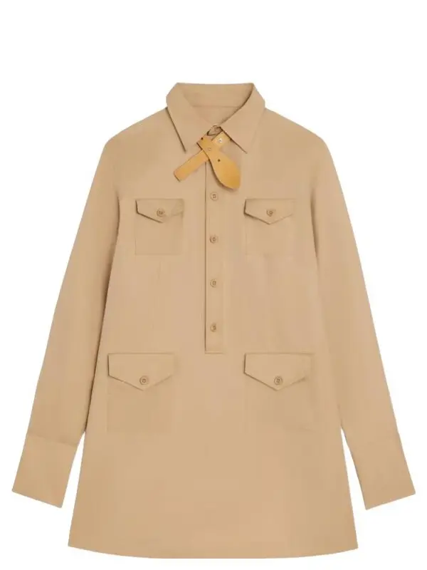Celine Shirt Dress In Cotton And Silk Twill - Corde