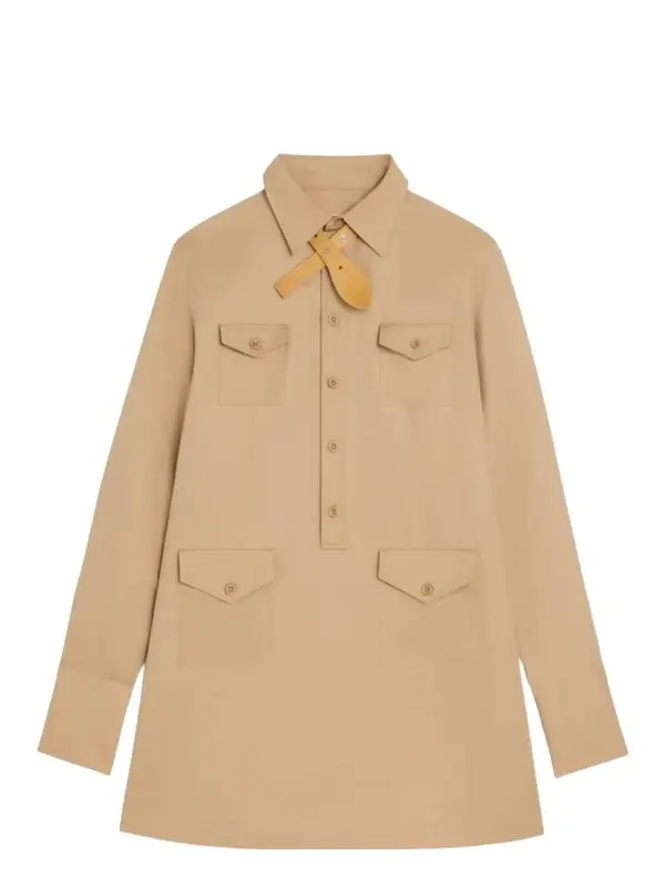 Celine Shirt Dress In Cotton And Silk Twill - Corde
