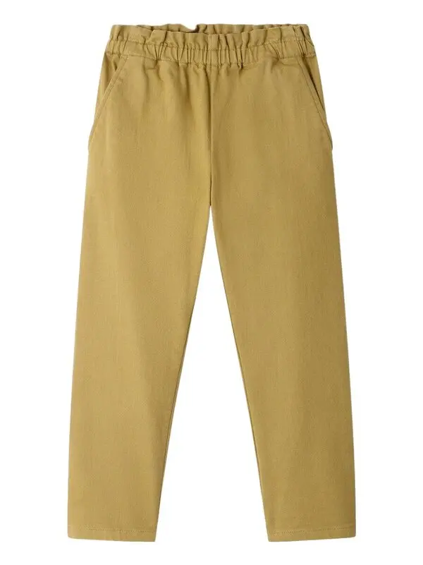 Bonpoint Paperbag-waist Trousers With Cherry Embroidery - Light Khaki