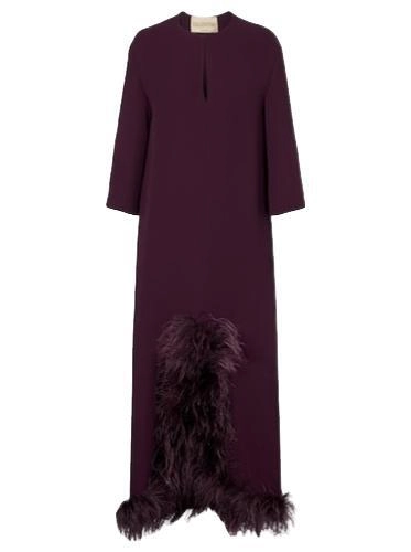 Valentino Garavani Cady Couture Feather-trimmed Gown - Purple