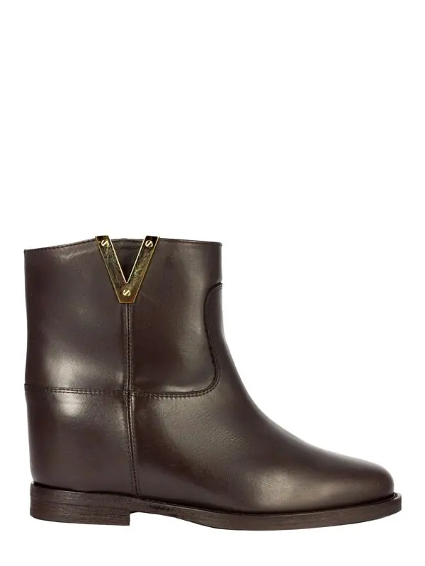 VIA ROMA 15 V Logo Round Toe Boots - Black