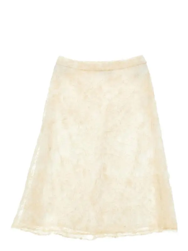 Ermanno Scervino Midi Lace Skirt With Sequin Embellishment - Cream