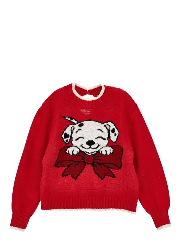 Monnalisa Dalmatian Intarsia-knit Sweater - Ruby Red